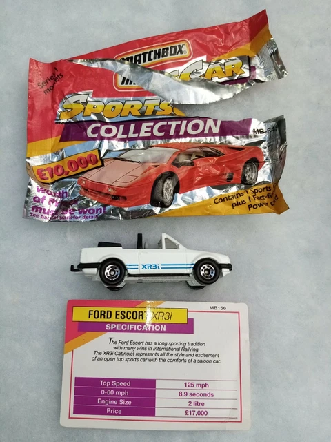 VINTAGE MODEL FORD Escort XR3i 1992 Matchbox Mk3 Model Card + packaging ...