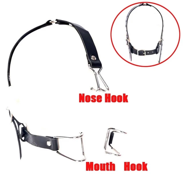 Bdsm Metal Nose Hook Mouth Spreader Gag Pu Leather Head Harness Strap For Couple 1299 Picclick