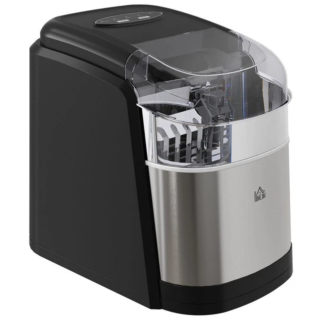HOMCOM PORTABLE ICE Cube Maker w/ 2 Cube Sizes 12Kg/24 Hrs, 9 Cubes/ 6 ...