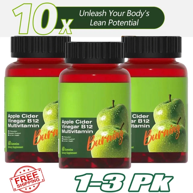 APPLE CIDER VINEGAR B12 Multivitamin, Apple Cider Vinegar Gummies AVC, 1~3 PACK £10.79 - PicClick UK