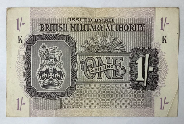 BRITISH MILITARY AUTHORITY - One Shilling Banknote, K-Series , Wartime ...