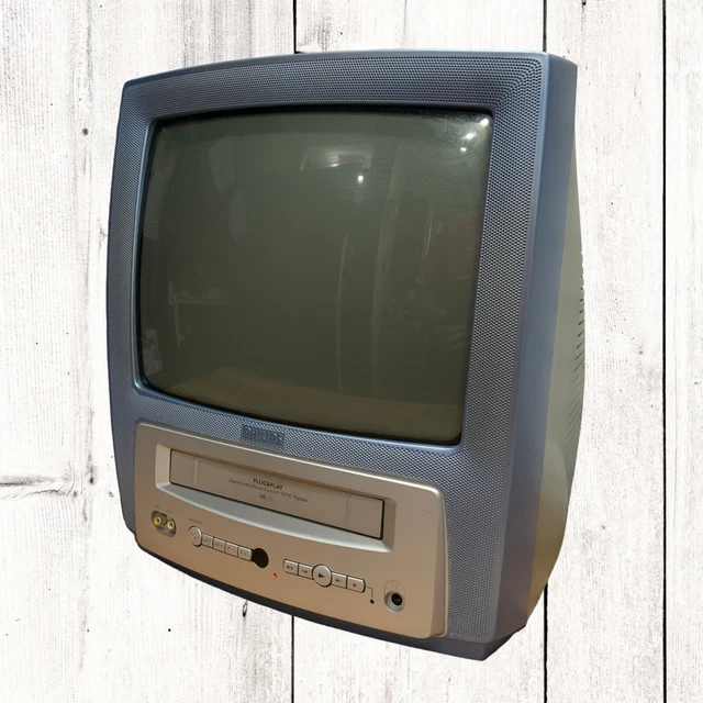 PHILIPS 14” CRT TV Television Combi VHS Retro Gaming BLUE £79.95 - PicClick UK