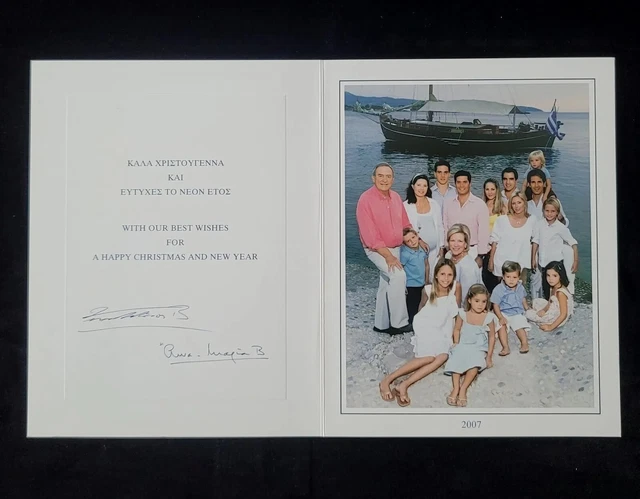 2007 GREEK KING Constantine Queen Anne-Marie Signed Royal Christmas ...