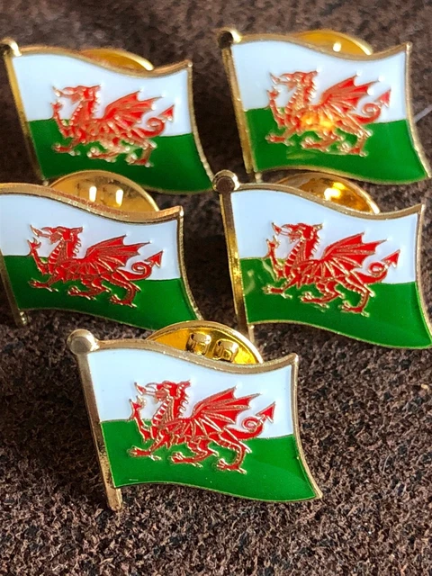 JOB LOT OF 5 Welsh Wales 🏴󠁧󠁢󠁷󠁬󠁳󠁿 Small Discreet Flag Pin Badges Brooch ...
