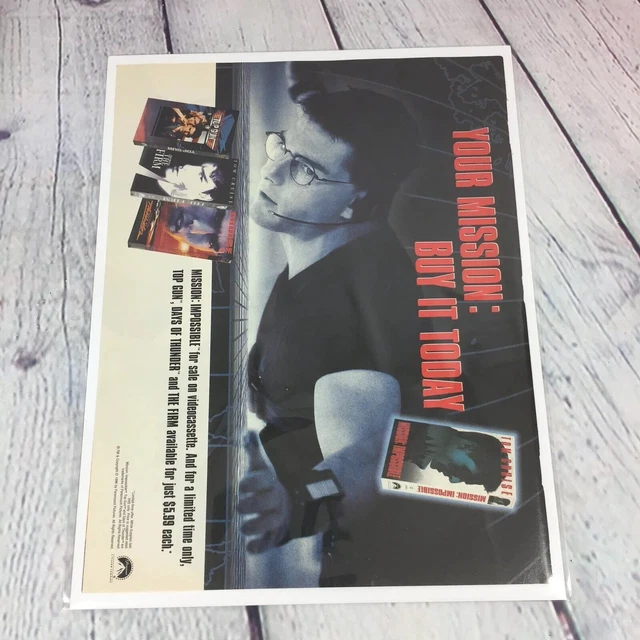 1996 MISSION IMPOSSIBLE VHS Vintage Print Ad Poster Magazine Page Tom ...