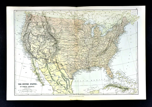 1883 BLACKIE MAP United States of America Indian Territory Oklahoma ...