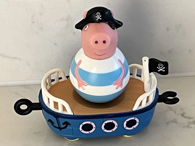 PEPPA PIG SMALL Push Along Weeble Wobble Boat + Pirate George Pig £8.95 ...