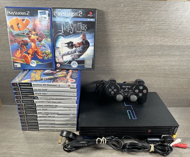 SONY PLAYSTATION 2 PS2 SCPH-30003 Console Bundle 1 Controller 15 Games ...