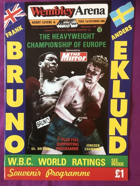 BOXING PROGRAMME + Ticket Frank Bruno V Anders Eklund Heavyweight ...