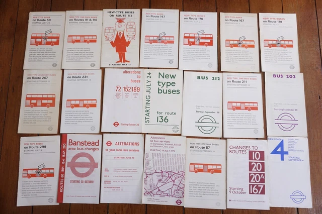 C1970S NEW TYPE Buses London Transport Bus Timetables Leaflets x21 Ref ...