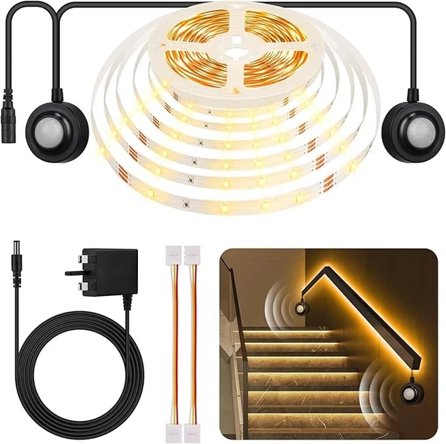 HOUHUI DUAL MOTION Sensor Light Indoor Under Bed Lights 5m LED Strip ...