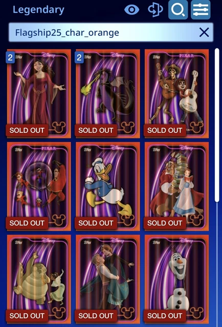 TOPPS DISNEY COLLECT Flagship 2025 Legendary LE Orange Characters 23 ...