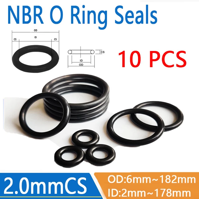 2MM CROSS SECTION O-Rings NBR Nitrile Rubber 2mm - 178mm ID Oil ...