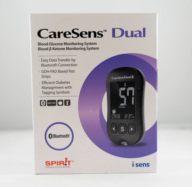 CARESENS DUAL BLOOD Glucose & Ketone Testing Monitor BNIB, bluetooth ...