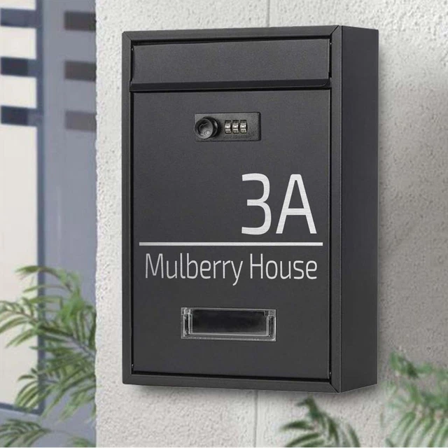 PERSONALISED LARGE POST Box Lockable Steel Wall Mounted Letter Mailbox ...