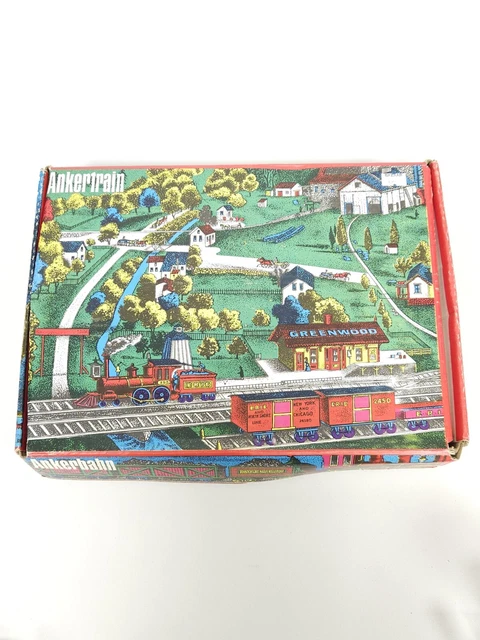 VINTAGE CLOCKWORK ANKER Train Set Lora Plastic Railway Boxed Original ...