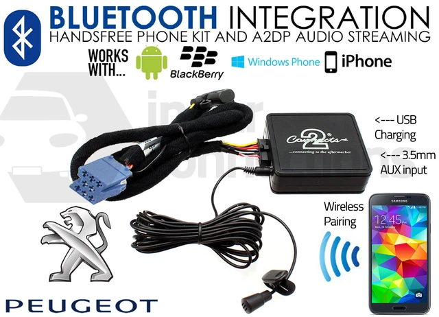 PEUGEOT 206 BLUETOOTH music streaming handsfree car kit AUX USB MP3 ...