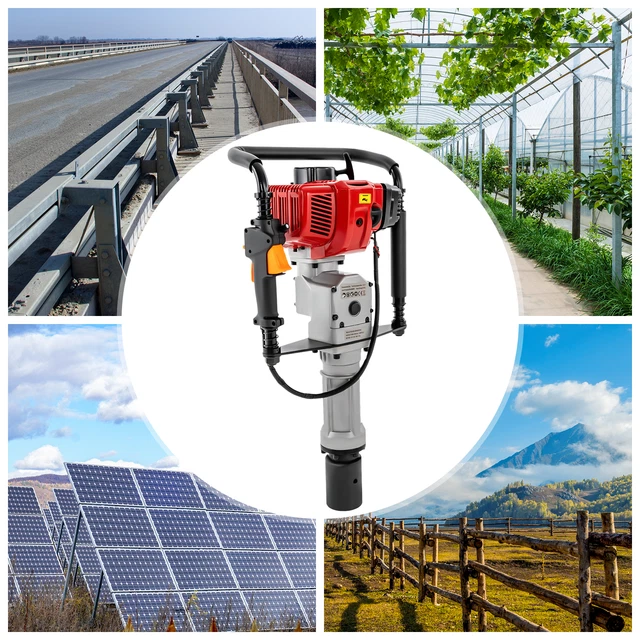 2 STROKE 1.2HP/2.3HP Gas-Powered T Post Driver Fence Farm Push Pile ...