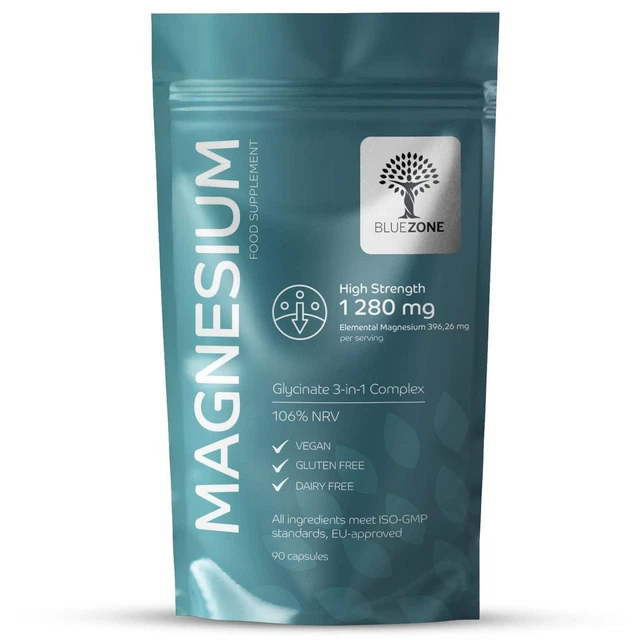 MAGNESIUM GLYCINATE HIGH-STRENGTH 1280.60 mg per Serving (106% NRV ...