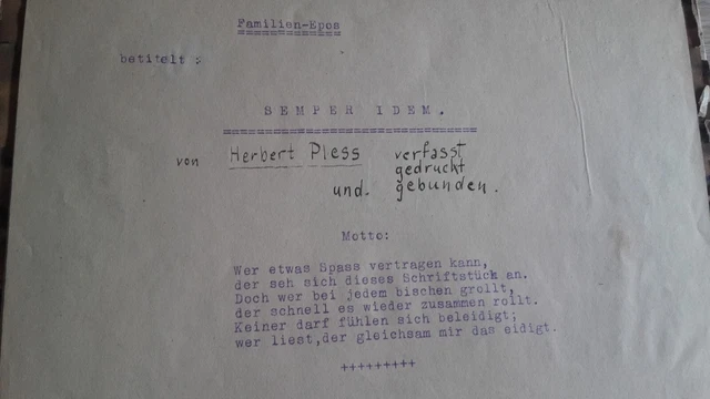 TRÈS RARE DOCUMENT relatif a la famille PLESS , 1923 , huit feuilles en ...
