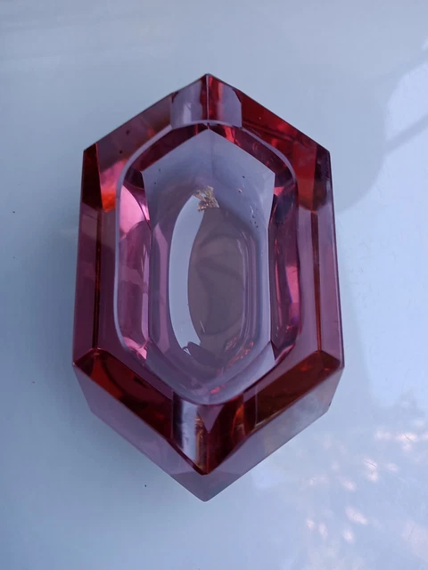 VINTAGE MOSER ALEXANDRITE Glass Ashtray Pink & Purple Diamond MCM £3.70 ...
