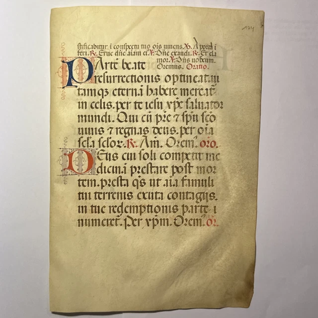 PERGAMENT 1 BLATT Brevarium Italy c. 1480 Drei Große filigrane ...