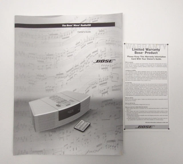 ORIGINAL BOSE OWNER'S Guide for Wave Radio/CD Player - User Instruction ...