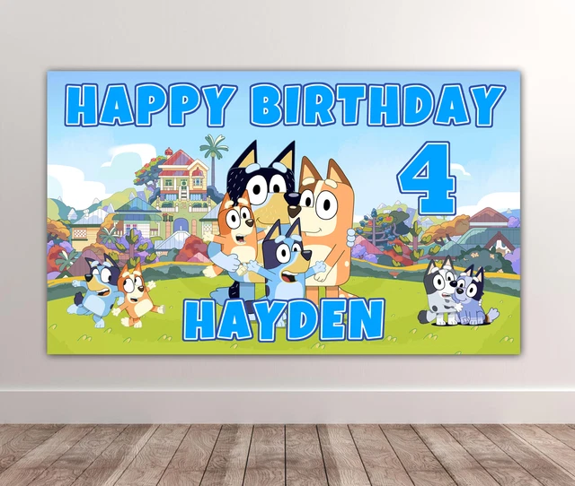 2 X BLUEY Personalised Birthday Backdrop / Bluey Party Banner backdrop ...
