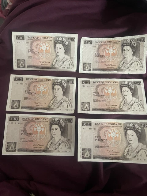 OLD TEN POUND Notes low numbers Early Collectable Notes x6 £125.48 ...