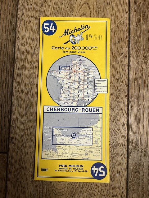 COLLECTION ANCIENNE CARTE France Michelin n° 54 Cherbourg - Rouen ...