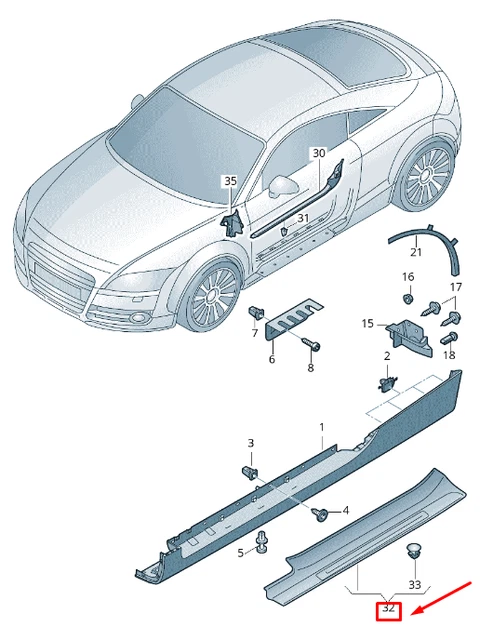 NEU AUDI TT 8J Vordere Rechte Aussere Schwellerverkleidung ...