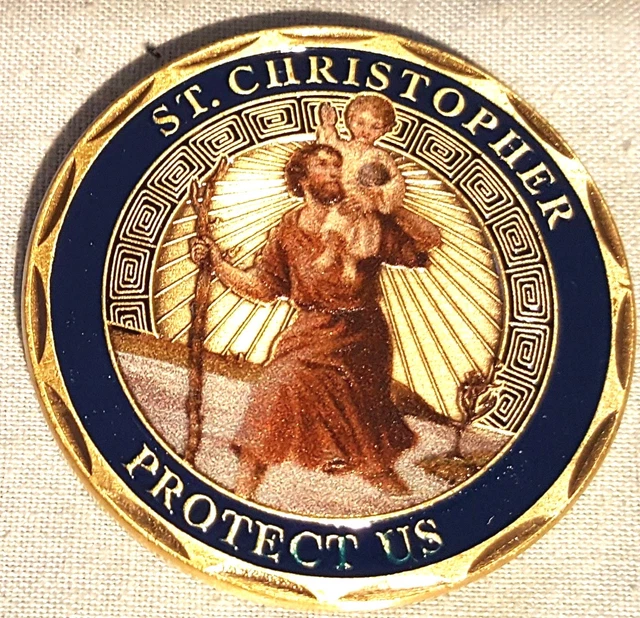 ST CHRISTOPHER BRONZE Coin Medal Religion Safety Stay Safe Hope Pope ...