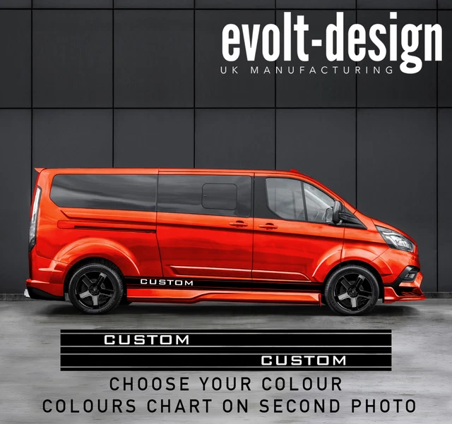 FOR FORD TRANSIT Custom Side Racing Stripes Graphics Decals Stickers ...