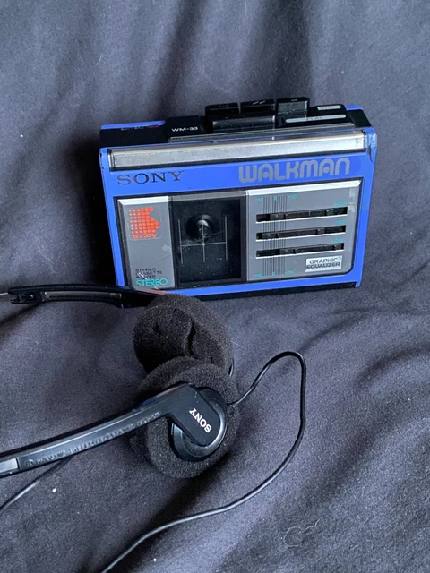 RARE BLUE SONY walkman WM33 Personal Cassette Player 1980's graphic ...