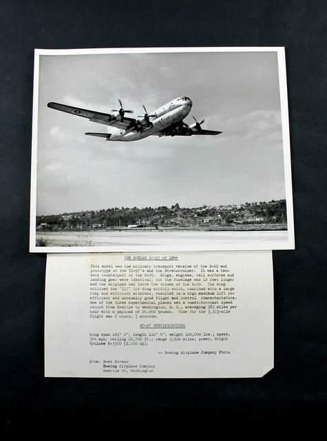 PHOTO AVION AIRPLANE AIRCRAFT - BOEING XC-97 OF 1944 DESCRIPTIF 21x26cm ...