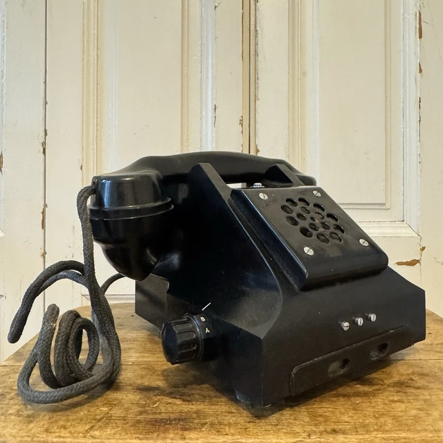 VINTAGE BAKELITE TELEPHONE Push To Talk Intercom Motorman? Military? As ...