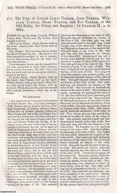 THE TRIAL OF Colonel James Turner, John Turner, William Turner, Mary ...