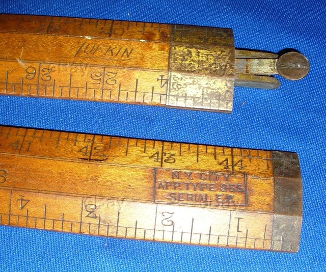 ANTIQUE WOOD RULE Lufkin 7128 Wooden Ruler Yard Stick 45 Inches Nyc Usa ...