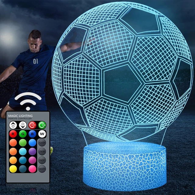 FOOTBALL 3D ILLUSION Lamp LED Football Night Light 16 Colors USB ...