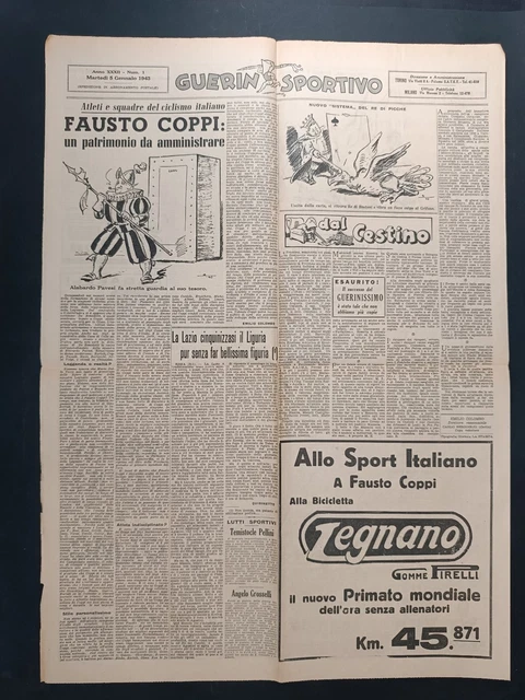 RIVISTA GUERIN SPORTIVO TORINO E JUVENTUS INSISTONO... n. 1 (1943 ...