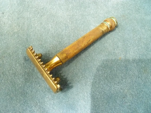 VINTAGE GOLD TONE Gillette 3 Piece Safety Razor Patent 1920 $5.00 ...