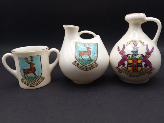 GOSS/CRESTED CHINA X3 all with BUXTON Crests inc Chester Roman Vase. £6 ...