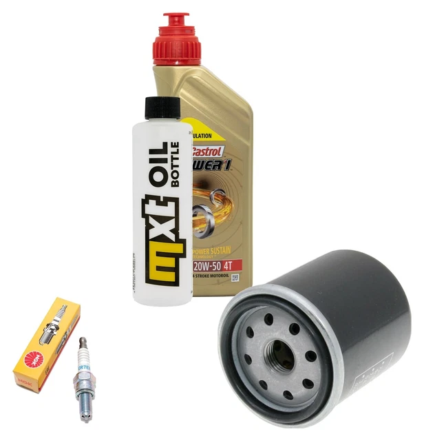 SERVICE KIT 1 L Oil Castrol 20W-50 + Oil Filter Piaggio + 1x Sparkling ...