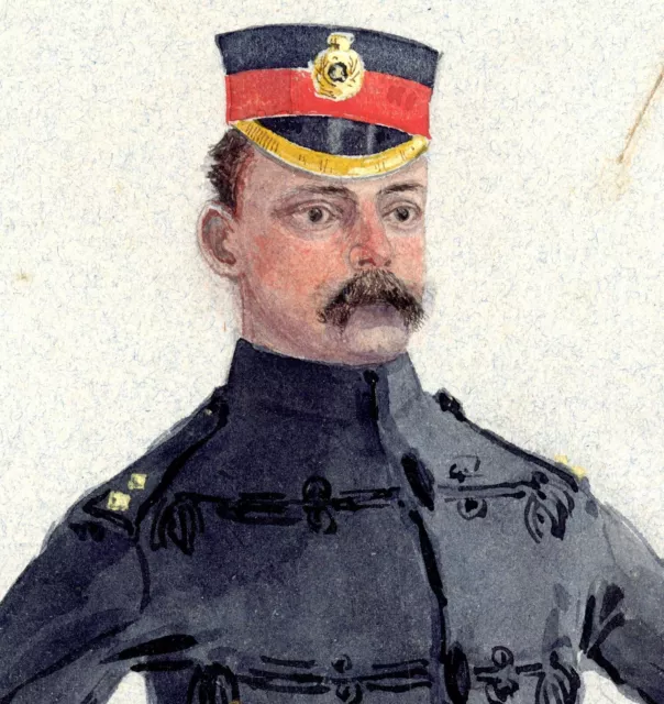 ANTIQUE MILITARY WATERCOLOUR Painting D C Murray The Handsome Captain ...