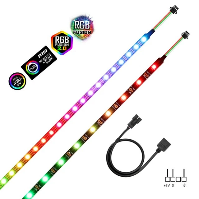 WS2812B RGB LED Strip PC Computer Case 3pin Headers Light addressable ...