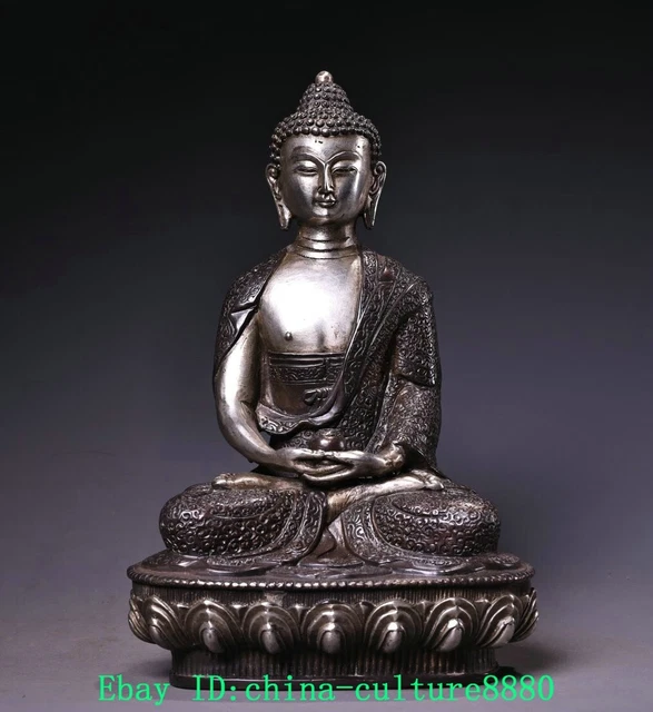 8.2 &ANCIEN BOUDDHA tibétain de cuivre et d'argent Shakyamuni EUR 222,00 - PicClick FR