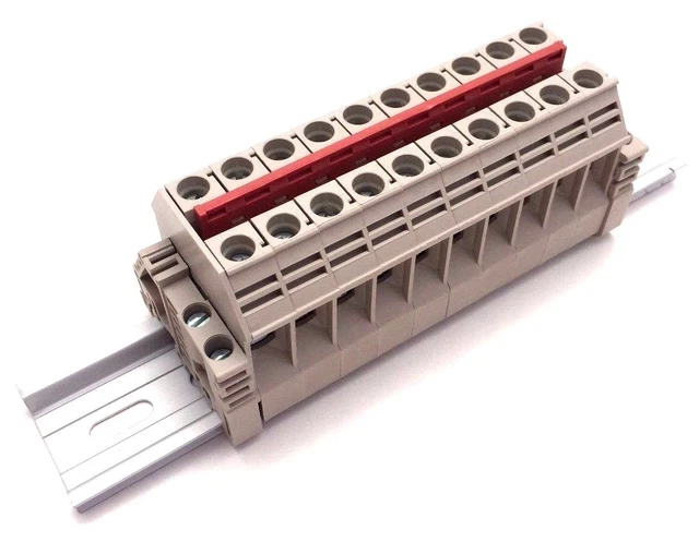 POWER DISTRIBUTION TERMINAL Blocks 10 Connector DIN Rail Dinkle 6AWG ...