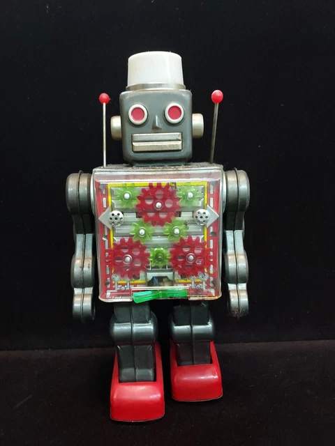VINTAGE 1960’S JAPAN Working Horikawa Machine Gear Robot tin battery ...