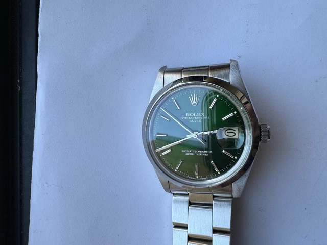 ROLEX 15000 GREEN Dial Oyster Perpetual DateJust Automatic 34mm Watch ...