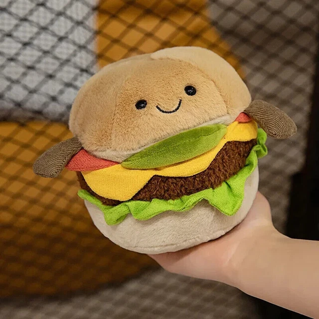 AMUSING BURGER PLUSH Toy New Stuffed Hamburger Gift Soft Fun 15cm Kids ...